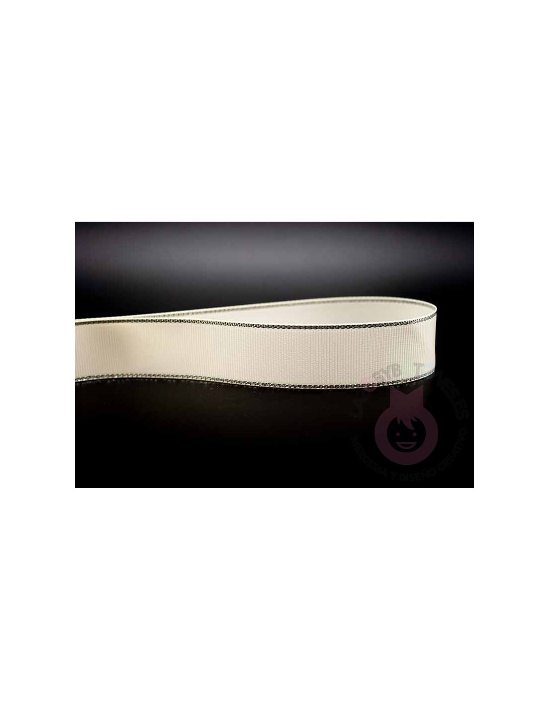 Cinta grosgrain HILO PLATEADO 25mm - Crema